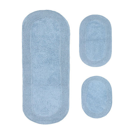Home Weavers Double Ruffle 3-Pc. Bath Rug Set - Blue