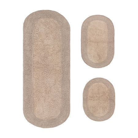 Home Weavers Double Ruffle 3-Pc. Bath Rug Set - Linen