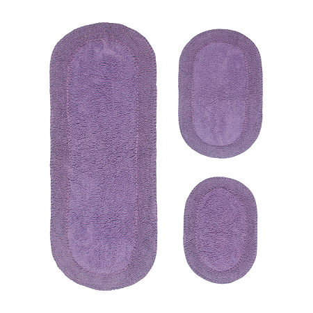 Home Weavers Double Ruffle 3-Pc. Bath Rug Set - Purple