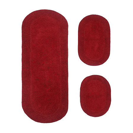 Home Weavers Double Ruffle 3-Pc. Bath Rug Set - Red