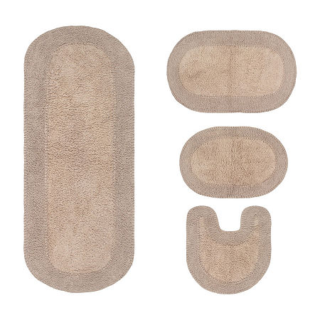 Home Weavers Double Ruffle 4-Pc. Bath Rug Set - Linen