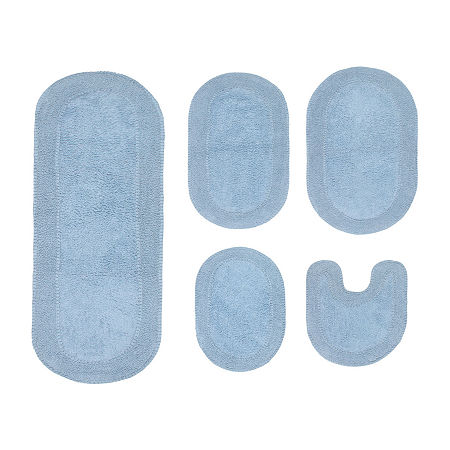 Home Weavers Double Ruffle 5-Pc. Bath Rug Set - Blue
