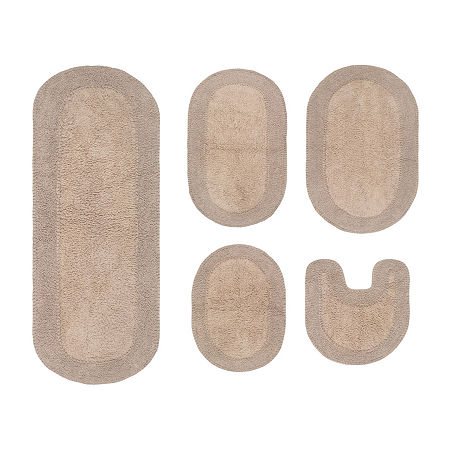 Home Weavers Double Ruffle 5-Pc. Bath Rug Set - Linen