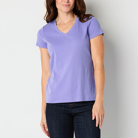 Click here for St. Johns Bay Womens V Neck Short Sleeve T-Shirt... prices
