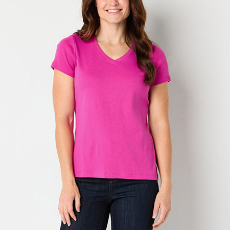 Click here for St. Johns Bay Womens V Neck Short Sleeve T-Shirt... prices
