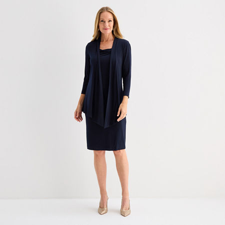 Click here for Connected Apparel Womens Faux-Jacket Dress  14  Bl... prices
