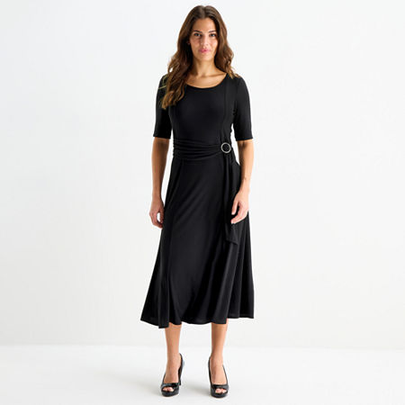 Click here for Perceptions Womens Short Sleeve Midi Fit + Flare D... prices