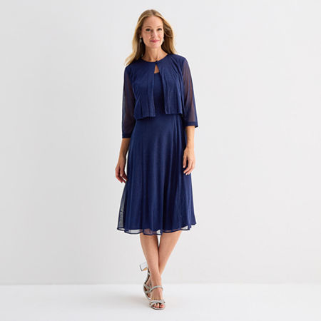 Click here for Danny & Nicole Womens Midi Jacket Dress  4  Blue prices