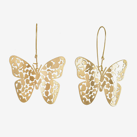 Click here for Bijoux Bar Gold Tone Womens Butterfly Drop Earring... prices