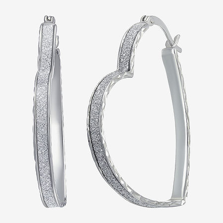Click here for Womens Sterling Silver 35mm Heart Hoop Earrings  O... prices