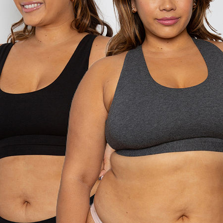 Click here for Curvy Couture Cotton Comfort 2 Pack Bralette -1353... prices