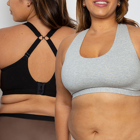 Click here for Curvy Couture Cotton Comfort 2 Pack Bralette -1353... prices