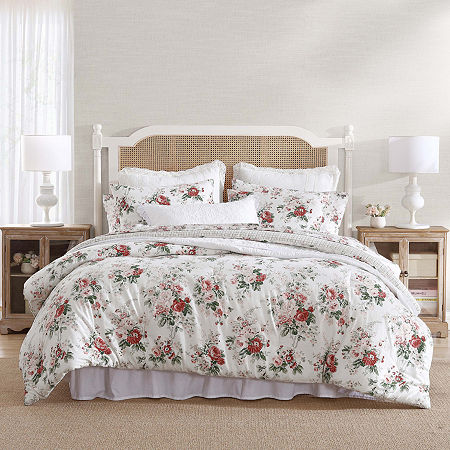 Laura Ashley Ashfield Flannel 3-Piece Comforter Set  Full/Queen - Red  Green
