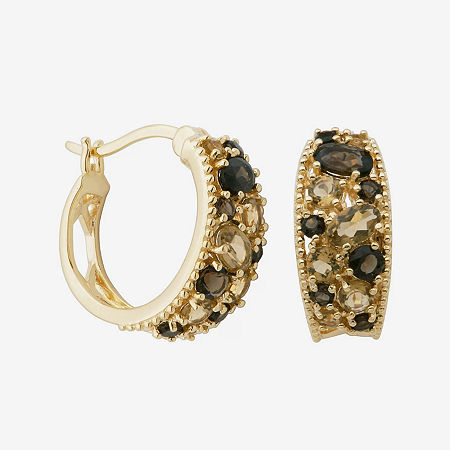 Click here for Color-Enhanced Smoky and Yellow Quartz Hoop Earrin... prices