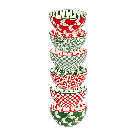 Certified International Winter Medley 13 oz All Purpose Bowls Set of 6  Service for 6 - Multi