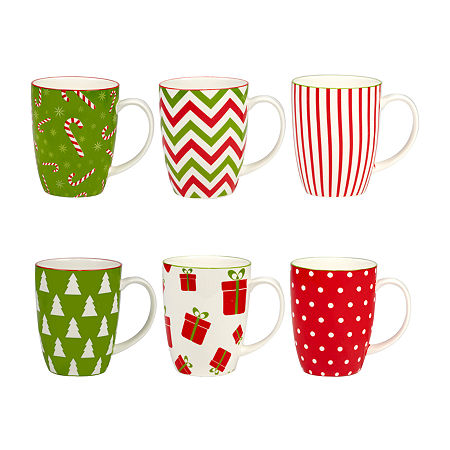 Certified International Holiday Fun 16 oz Mugs Set of 6  Service for 6 - Multi