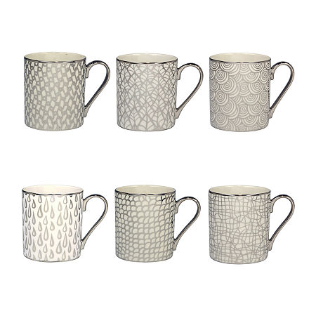 Certified International Mosaic Silver-Tone Plated 14 oz. Can Mugs  Set of 6 - Silver