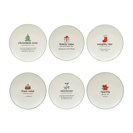 Certified International Christmas Fun Green Sayings 8.5 Dessert Plates Set of 6 - Multi