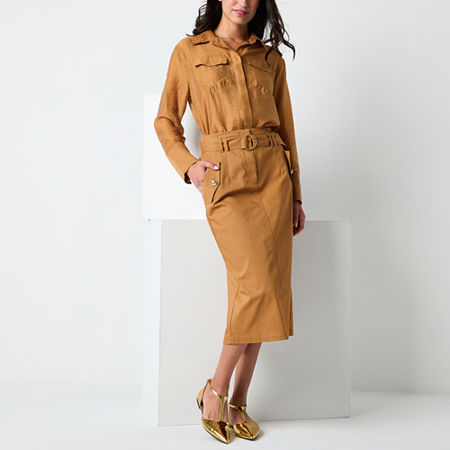 Click here for Worthington Womens Midi Pencil Skirt  2  Brown prices