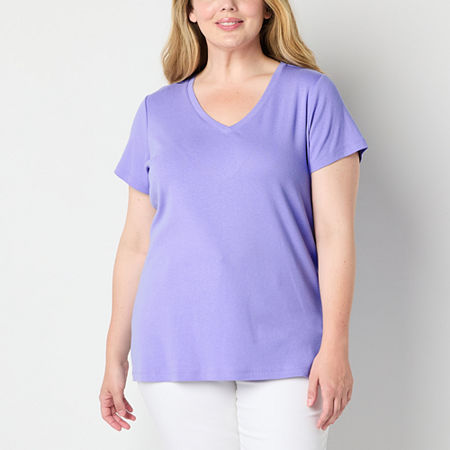 Click here for St. Johns Bay Womens V Neck Short Sleeve Plus T-Sh... prices