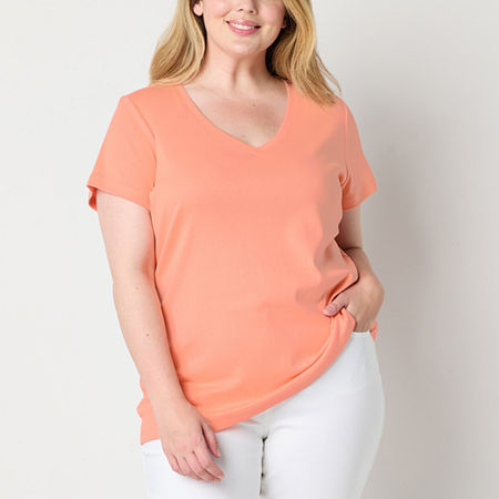 Click here for St. Johns Bay Womens V Neck Short Sleeve Plus T-Sh... prices
