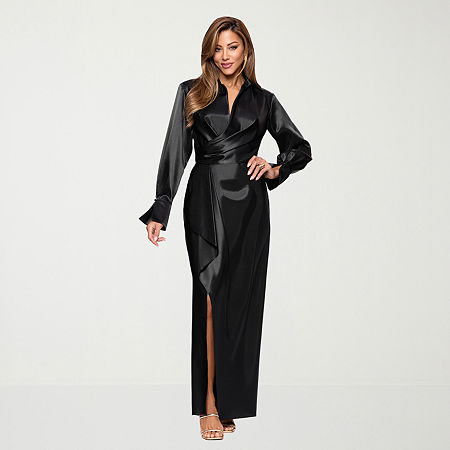 Click here for DJ Jaz Satin Womens Long Sleeve Evening Gown  14... prices
