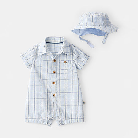 Click here for Carters Baby Boys Plaid Short-Sleeve Romper and Ha... prices