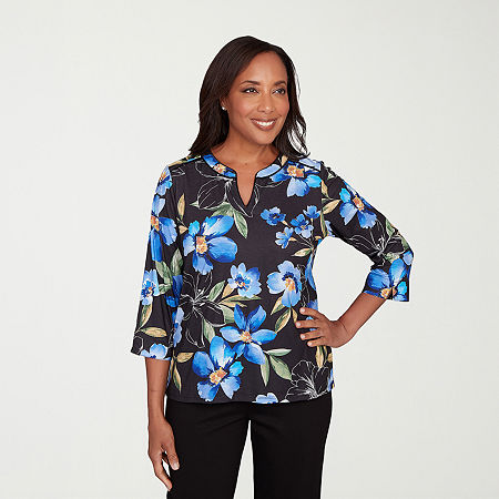 Click here for Alfred Dunner Barcelona Womens Split Crew Neck 3/4... prices