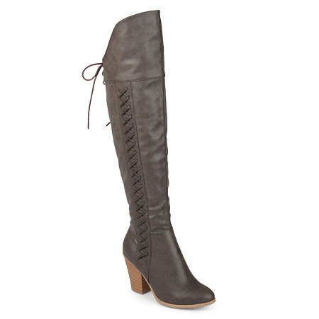 Journee Collection Womens Spritz Lace Up Over The Knee Boots - Grey