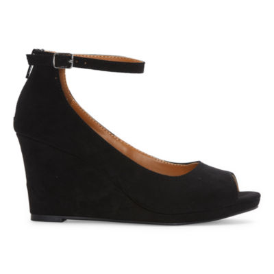 Arizona Jean Co Womens Crissi Peep Toe Wedge Heel Pumps, Color: Black ...
