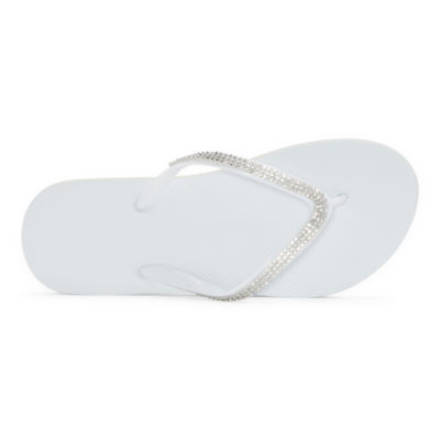 Mixit Womens Rhinestone Zori Flip-Flops, Color: White - JCPenney