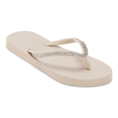 Mixit Womens Rhinestone Zori Flip-Flops, Color: Cast Stone - JCPenney