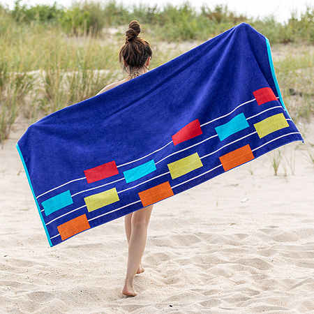 Click here for Superior Neon Tiles Oversized Beach Towel - Blue prices