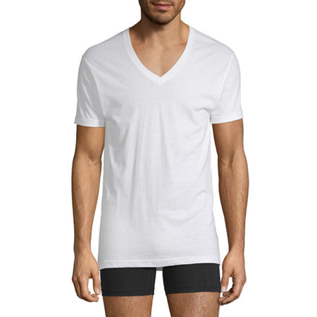 Click here for Stafford Dry + Cool Mens 4 Pack Short Sleeve V Nec... prices