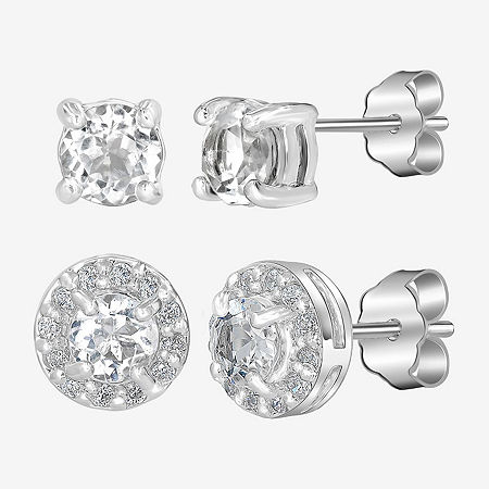 Click here for Silver Treasures Genuine Stone 2 Pair Earring Set... prices
