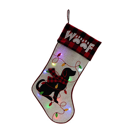 Click here for Glitzhome Led Embroidered Linen Dog Christmas Stoc... prices