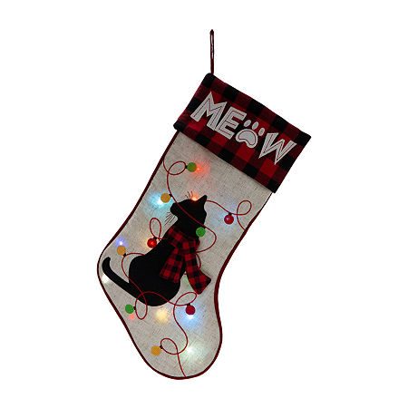 Click here for Glitzhome Led Embroidered Linen Cat Christmas Stoc... prices