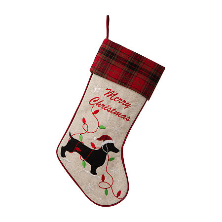Click here for Glitzhome 21 Fabric Daschund Christmas Stocking  O... prices