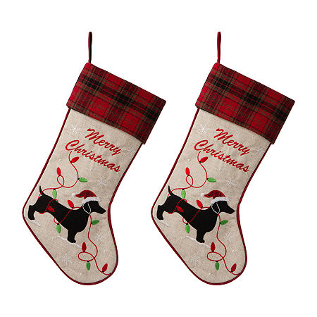 Click here for Glitzhome 21 Fabric Daschund Christmas Stocking -... prices