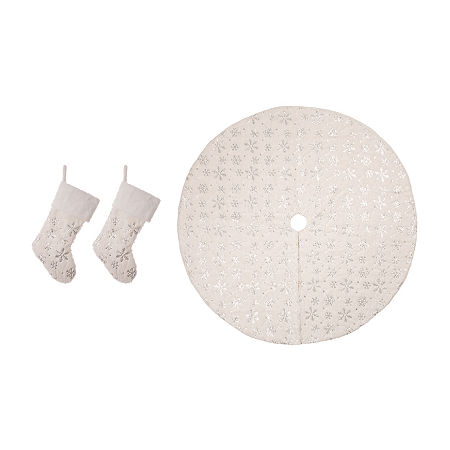 Click here for Glitzhome 2 White Plush Snowflake Christmas Stocki... prices