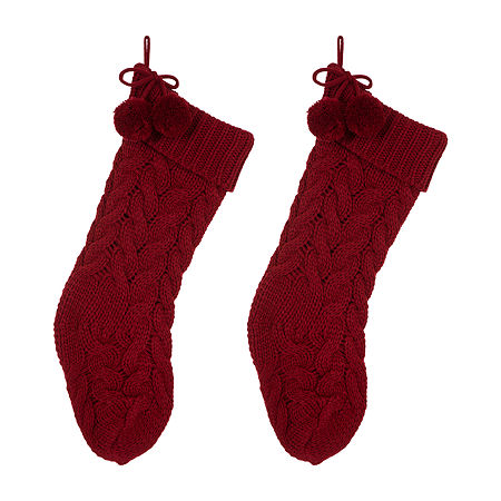 Click here for Glitzhome 24 Red Knitted Christmas Stocking - Set... prices