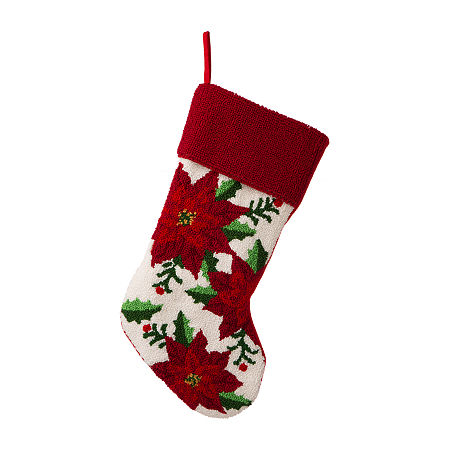 Click here for Glitzhome 21 Poinsettia Hooked Christmas Stocking... prices