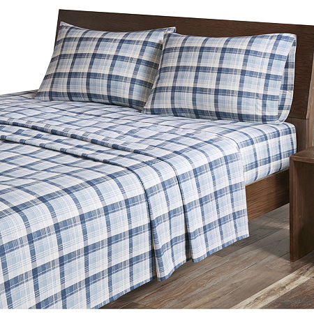 Woolrich Printed Flannel 4-Pc. Sheet Set  California King - Blue Plaid