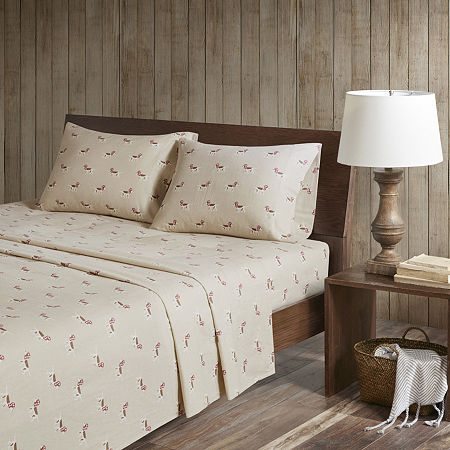 Woolrich Printed Flannel 4-Pc. Sheet Set  California King - Tan Dog