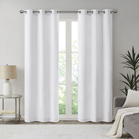 Madison Park Galen Basketweave Room Darkening Curtain Panels Pair for bedroom  Silver grommet top fit up to 1.25 inches rod 2 panels set for Living Ro