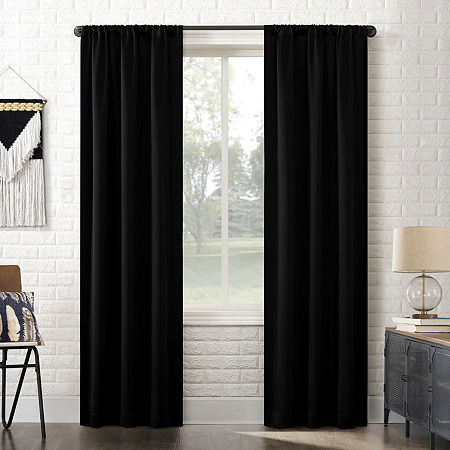 Bergen Theater Grade Extreme 100 Blackout Rod Pocket Curtain Panel - Black
