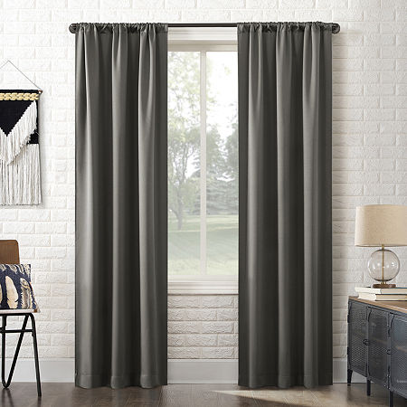 Bergen Theater Grade Extreme 100 Blackout Rod Pocket Curtain Panel - Gray