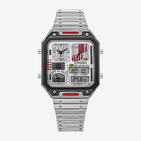 Citizen Mens Star Wars Rebel Pilot Ana-Digi Stainless Steel Bracelet Watch 33mm - Silver-tone