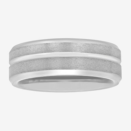 Click here for Mens 8MM Tungsten Wedding Band  13  White prices
