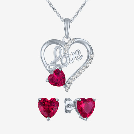 Click here for Love Womens Lab Created Red Ruby Sterling Silver H... prices